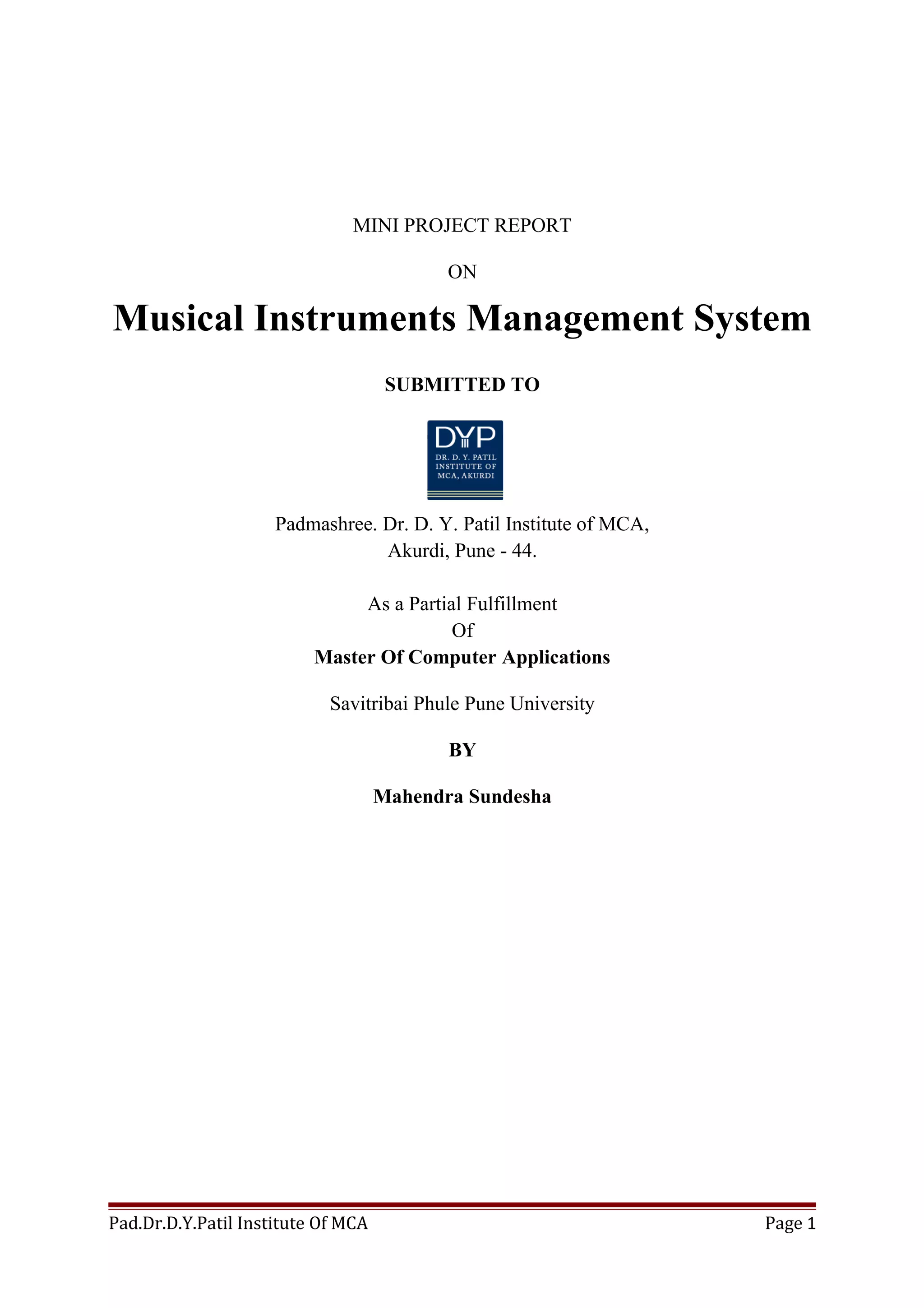 Musical Instrumental Management Report | DOC