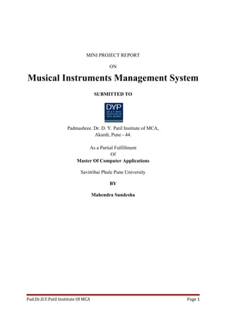 Musical Instrumental Management Report | DOC