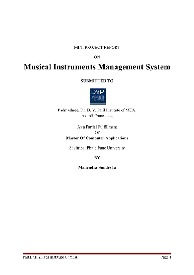 Musical Instrumental Management Report | DOC