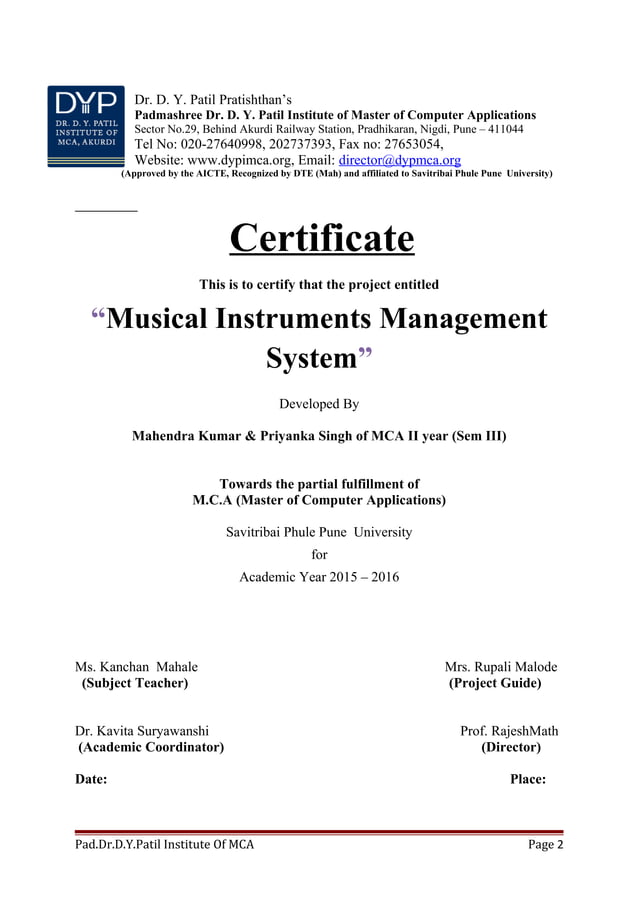 Musical Instrumental Management Report | DOC