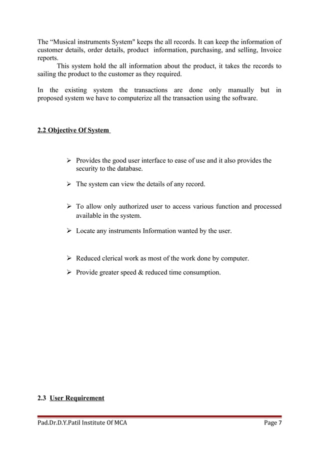 Musical Instrumental Management Report | DOC