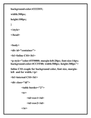 HTML practical file | PDF