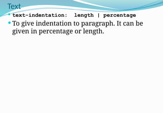 Presentation on CSS, Style Sheet, Types of Styles, Types of Text ...