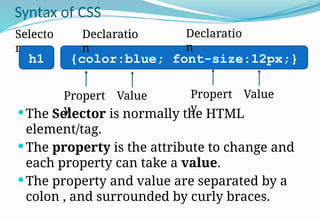 Presentation on CSS, Style Sheet, Types of Styles, Types of Text Formatting, Fonts | PPTX