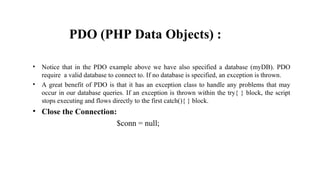 php databse handling | PPT