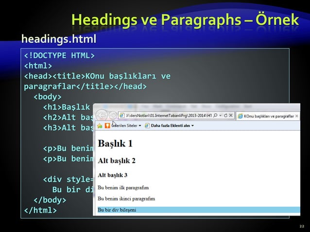 Temel HTML Etiketleri ve Kullanım Örnekleri | PPT