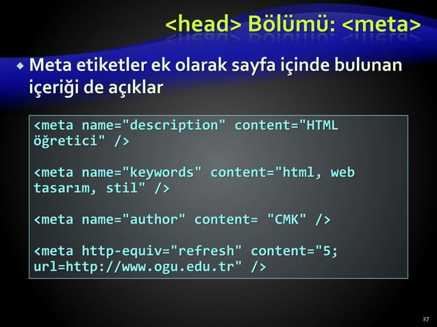 Temel HTML Etiketleri ve Kullanım Örnekleri | PPT