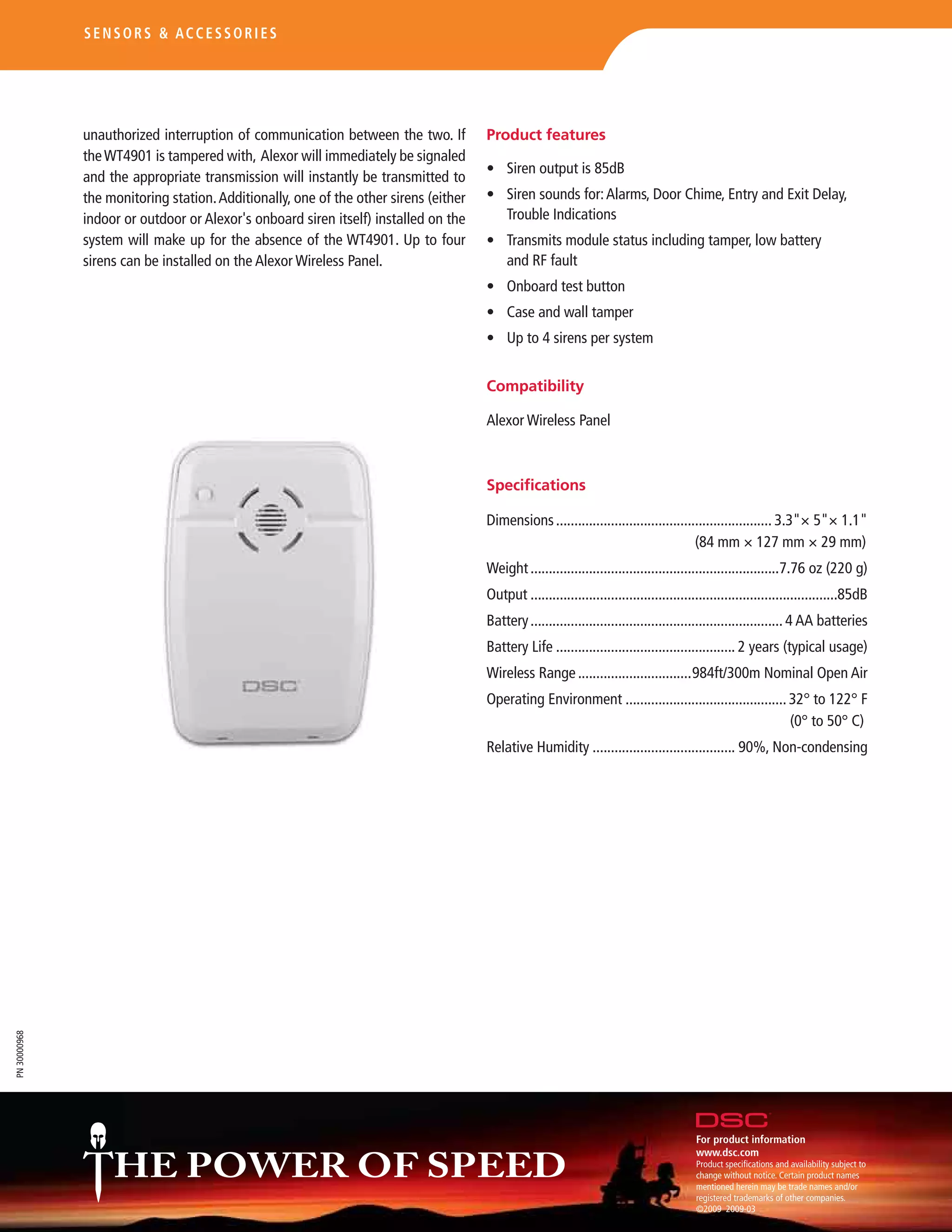 Wt4901 indoor siren | PDF