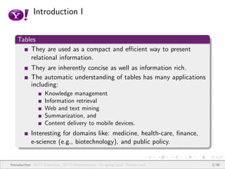 Mining Semi-structured Data: Understanding Web-tables – Building a Taxonomy for 2xn Tables | PDF