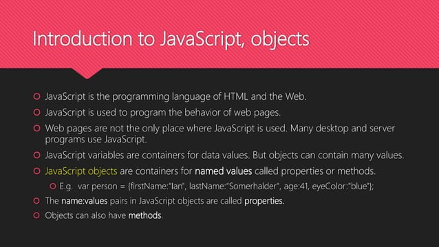 JavaScript own objects(Web Technology) | PPT
