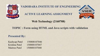 Form using html and java script validation | PPTX | Web Design and HTML ...