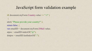 Form using html and java script validation | PPTX | Web Design and HTML | Internet