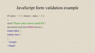 Form using html and java script validation | PPTX | Web Design and HTML ...