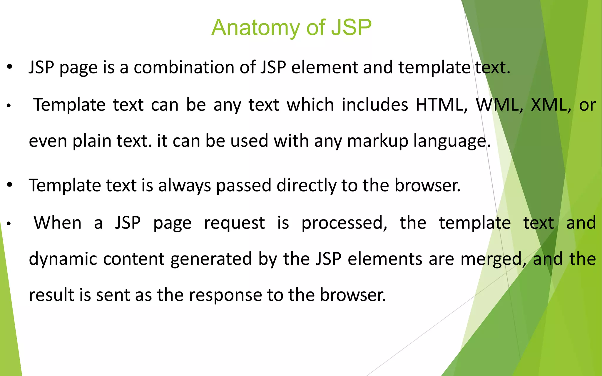 INTRODUCTION TO JSP,JSP LIFE CYCLE, ANATOMY OF JSP PAGE AND JSP ...