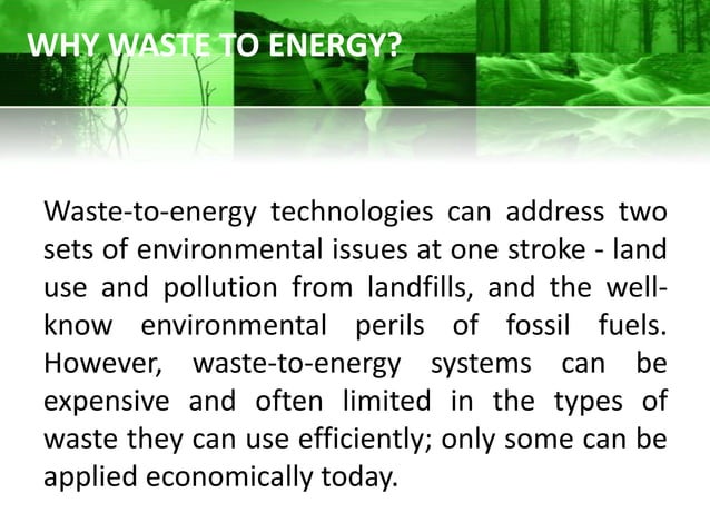 WASTE TO ENERGY | PPTX | Environmental Services Industry | Industries