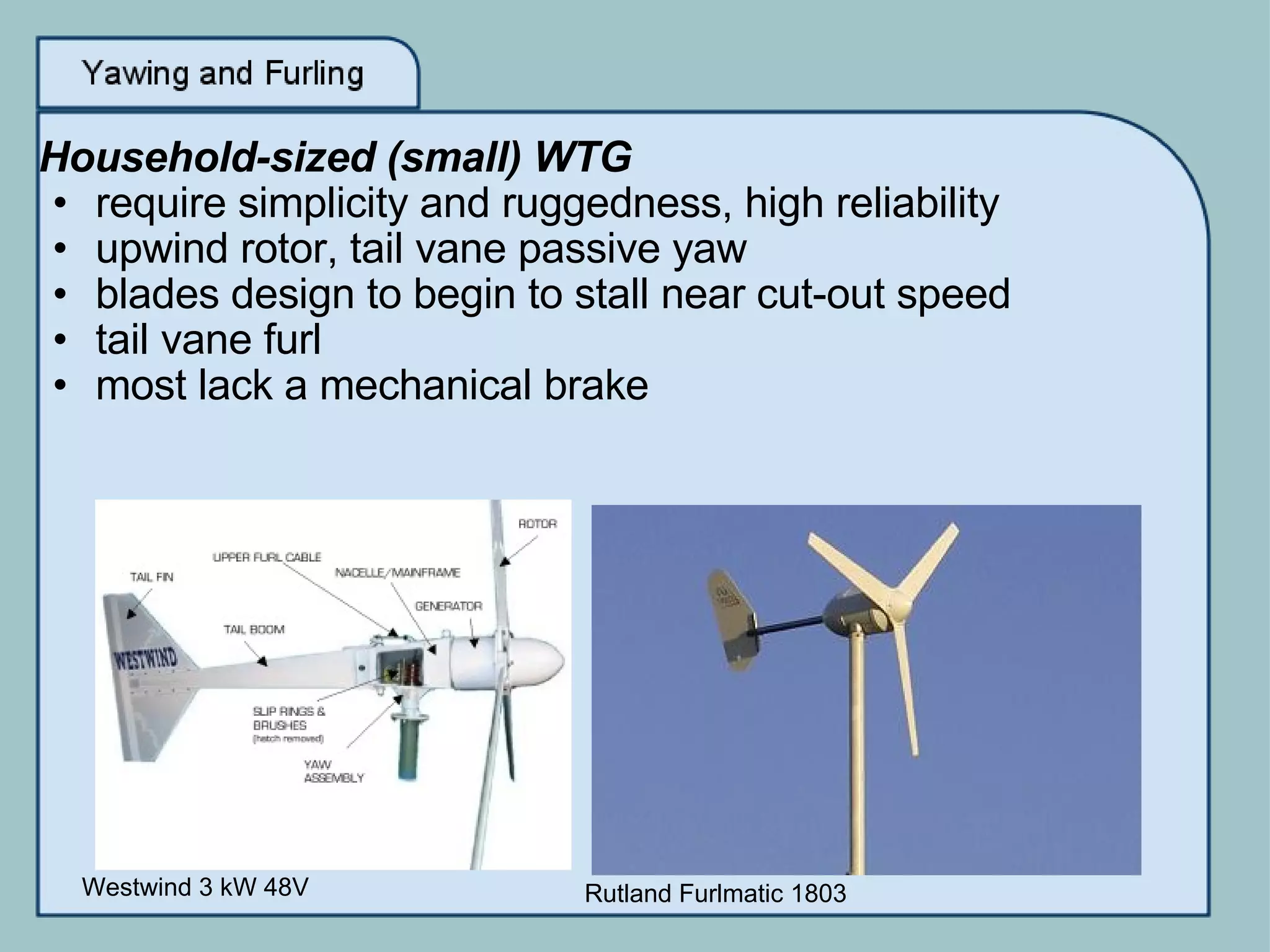 Wind Turbine Generator (WTG) Yawing And Furling Mechanisms | PPT