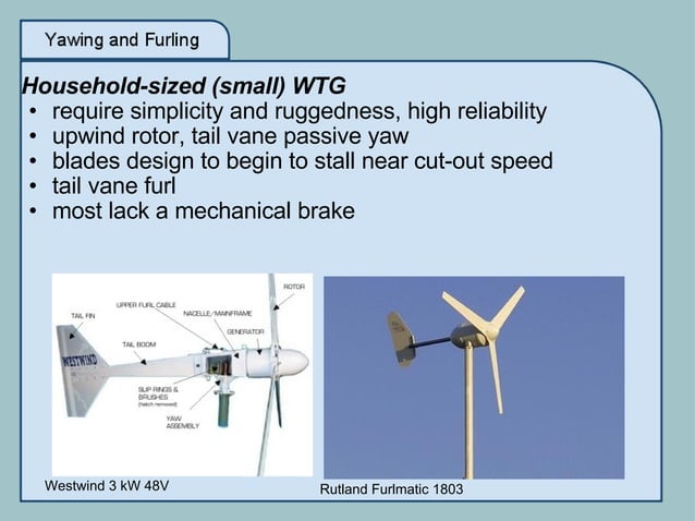 Wind Turbine Generator (WTG) Yawing And Furling Mechanisms | PPT ...