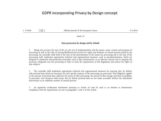 Privacy by Design: legal perspective | PPT