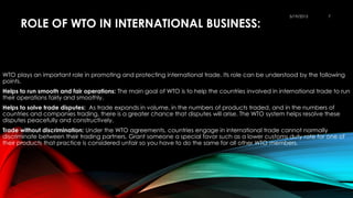 WTO and its role in international business | PPTX