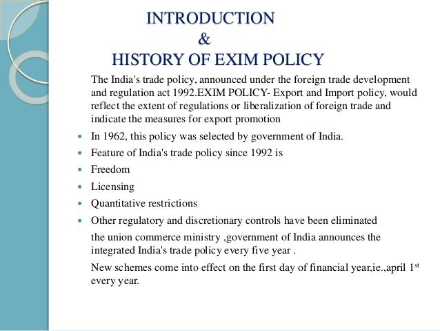 EXIM POLICY