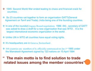 WTO(WORLD TRADE ORGANISATION) | PPT