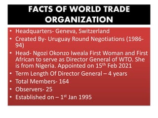 WORLD TRADE ORGANIZATION COMPLETE DETAILS RELATED TO WTO | PPTX ...