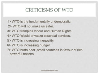 WTO role and functions | PPTX