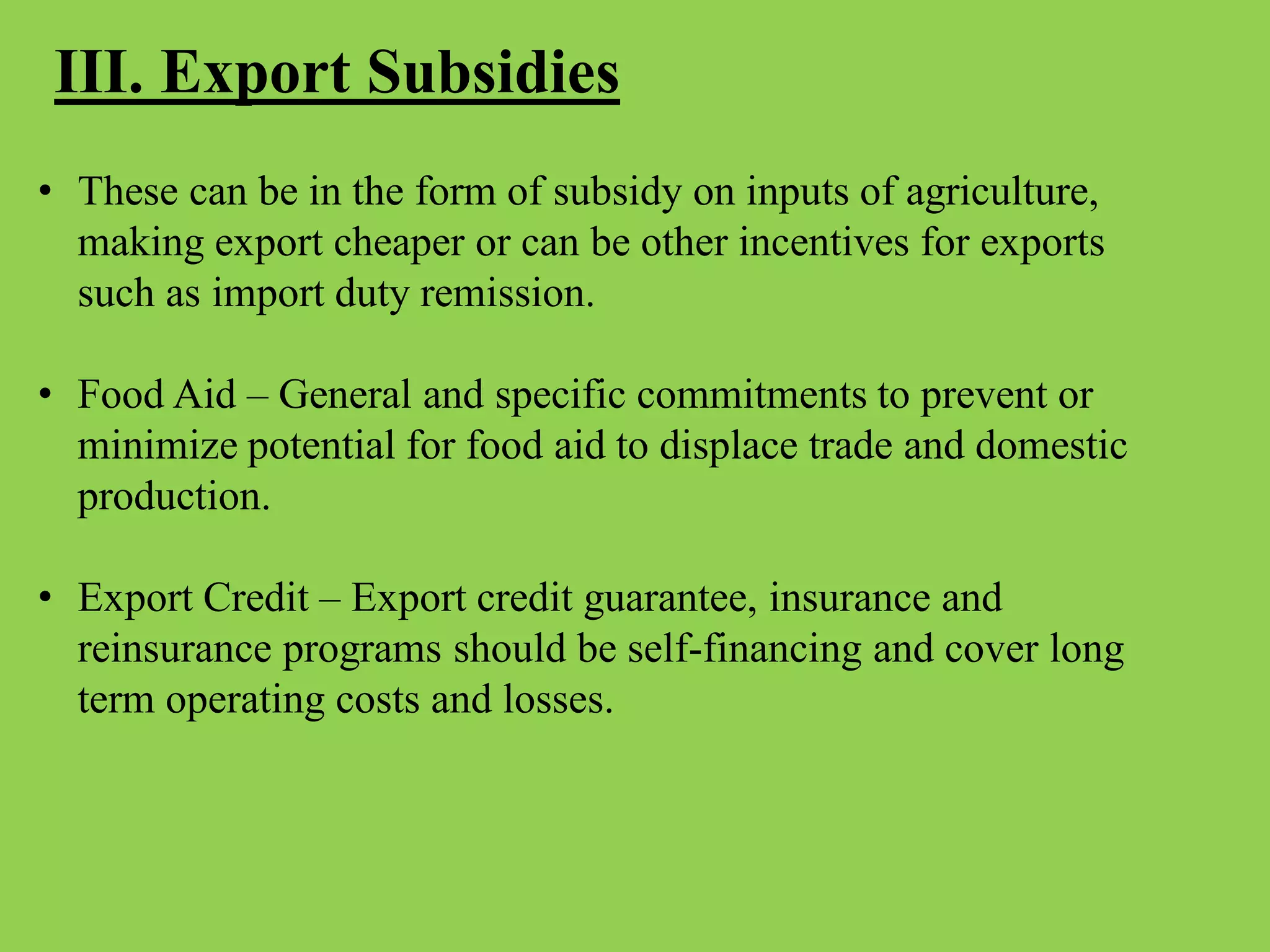 WTO Agreements on Agriculture (AOA) | PDF
