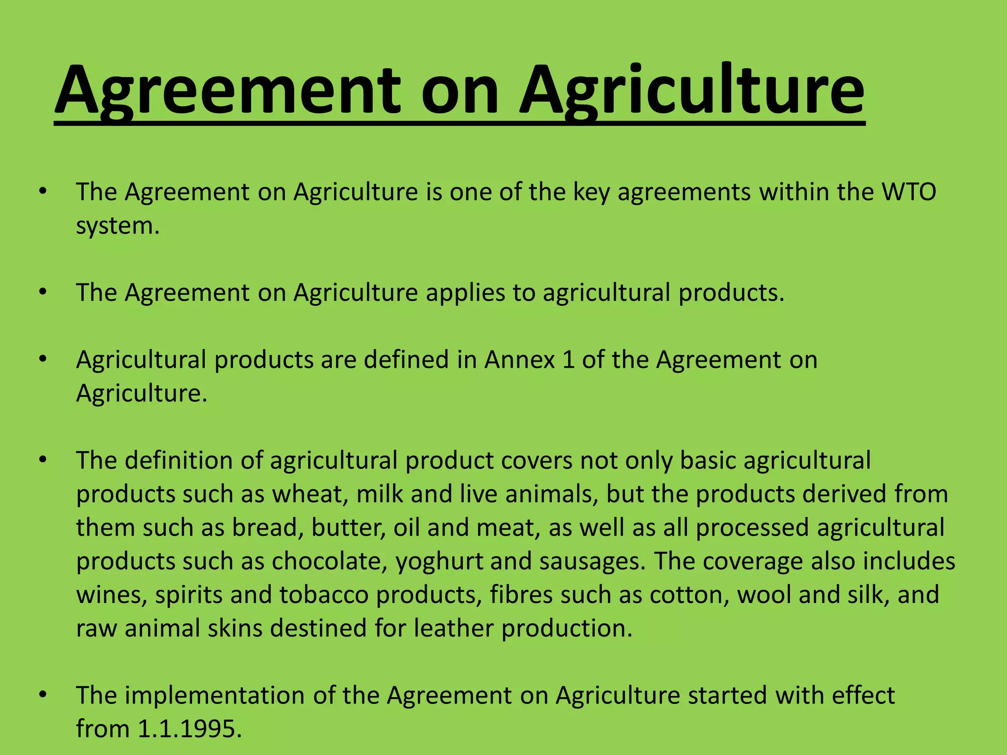 WTO Agreements on Agriculture (AOA) | PDF
