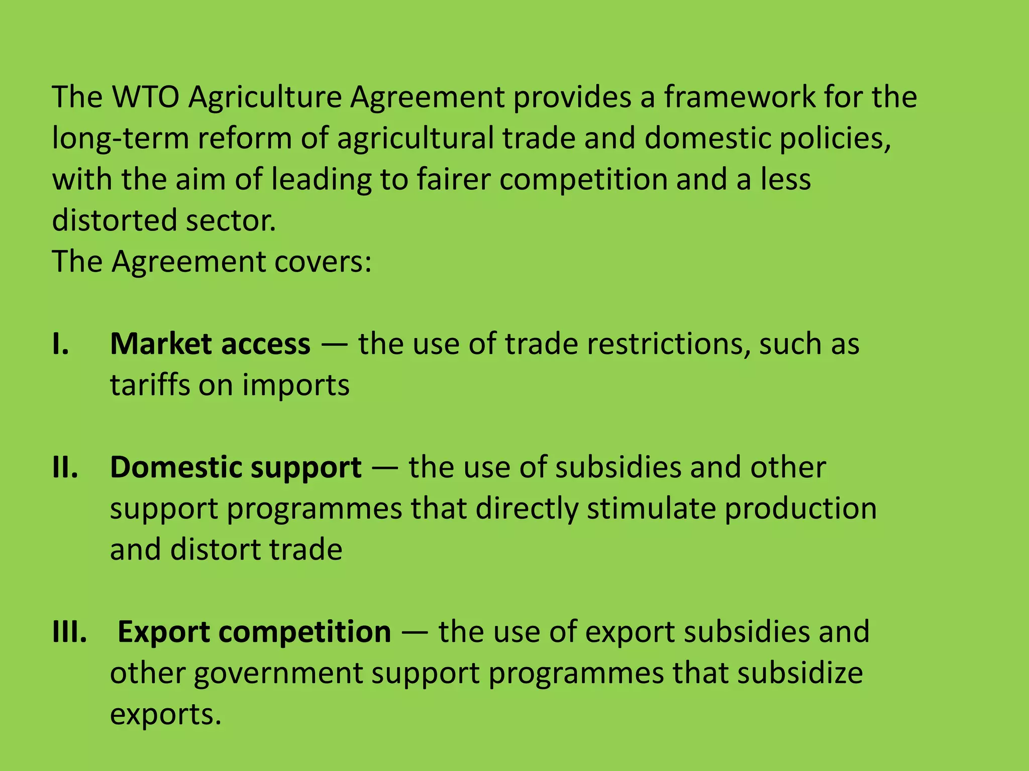 WTO Agreements on Agriculture (AOA) | PDF