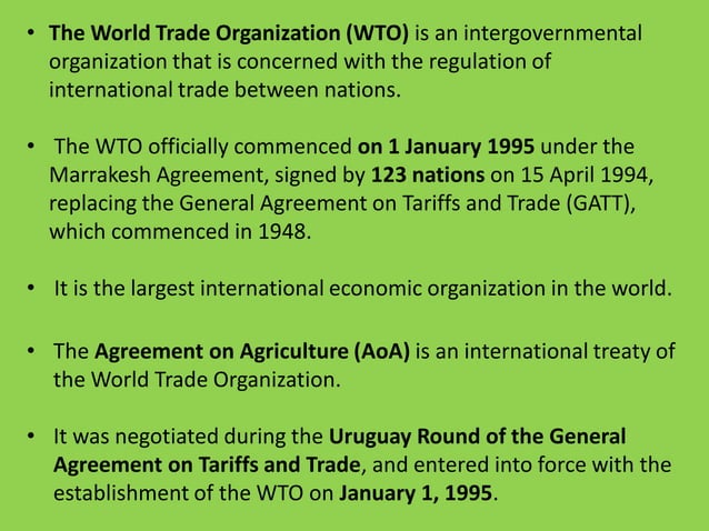 WTO Agreements on Agriculture (AOA) | PDF