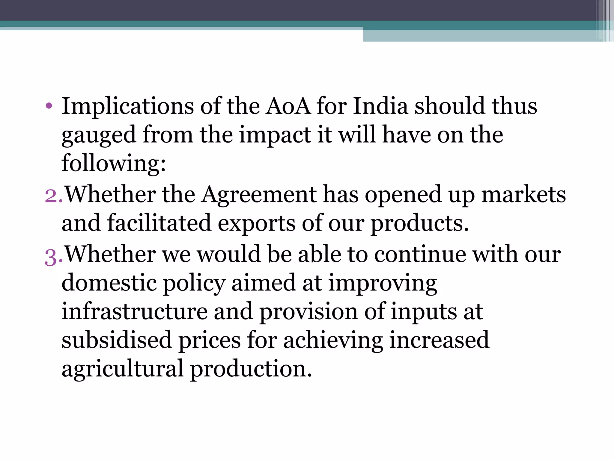 WTO-AOA-Implications in India | PPT