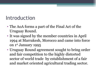 WTO-AOA-Implications in India | PPT