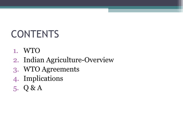 WTO-AOA-Implications in India | PPT