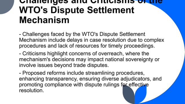 WTO Dispute Settlement Mechanism and process | PPTX | Logistics | Business
