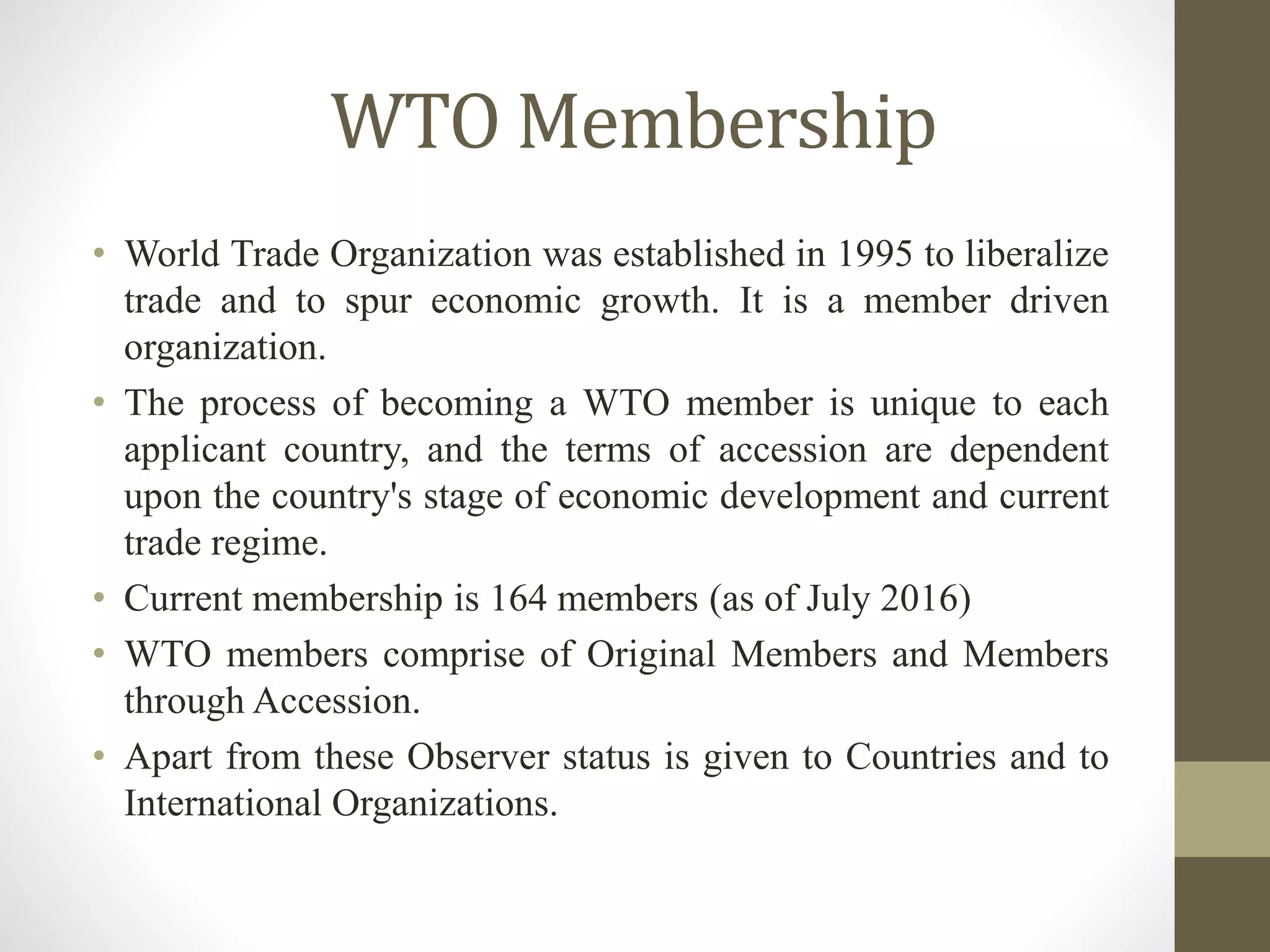 WTO Membership , Accession Process and Criticism | PPTX