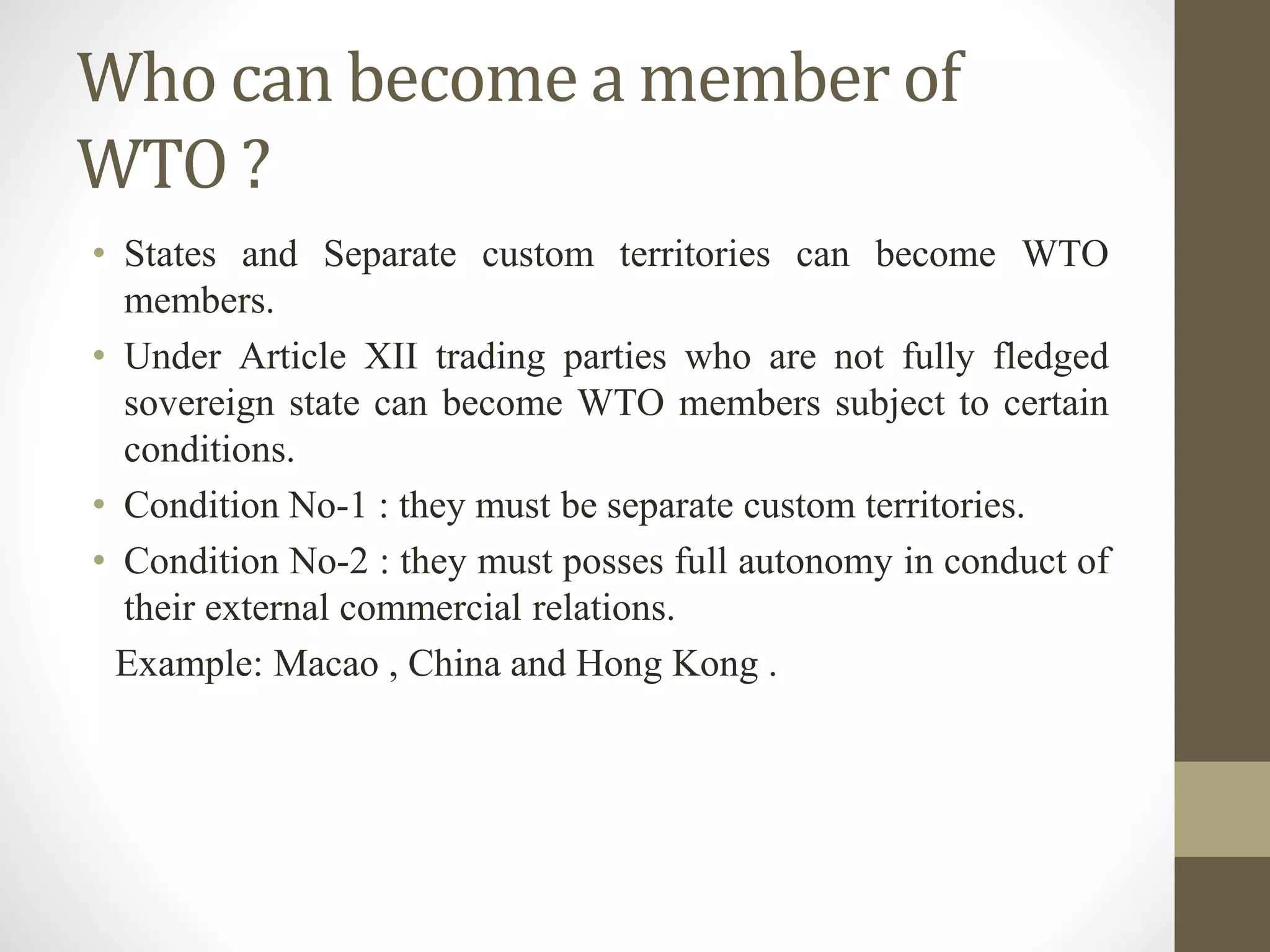 WTO Membership , Accession Process and Criticism | PPTX