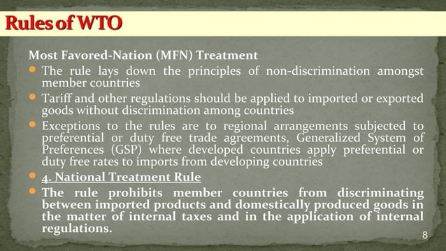 WTO Trade Regulations | PPT | Chemistry | Science