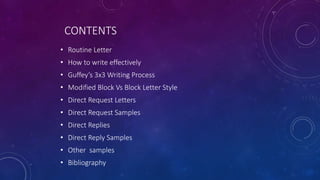 Presentation on routine letter | PPTX