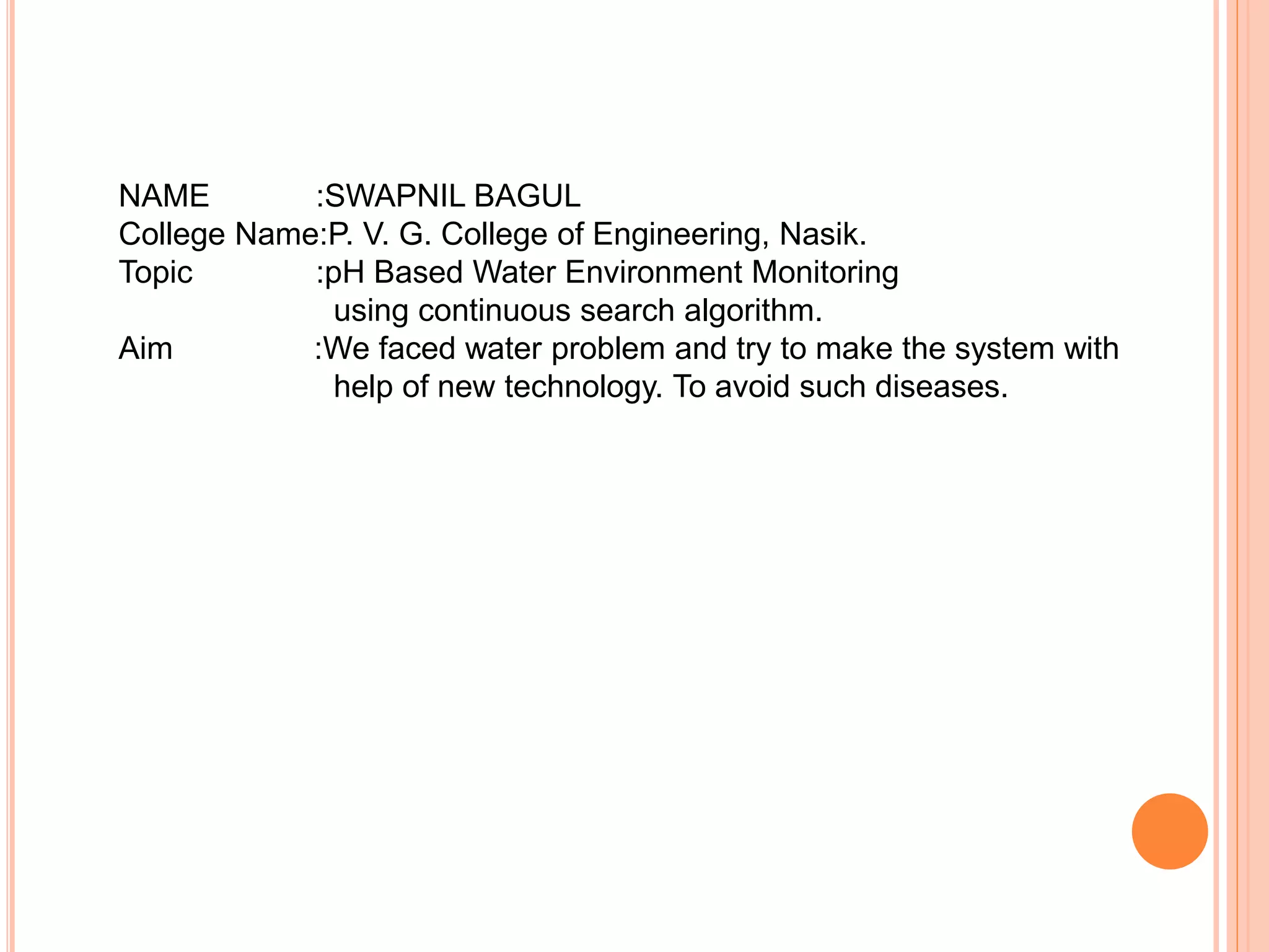 pH Based Water Environment Monitoring | PPTX
