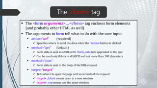 HTML Tables and Forms | PPTX | Web Design and HTML | Internet