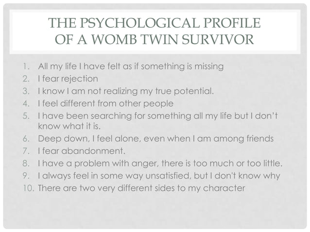 Womb Twin Survivors - healing the trauma | PPT