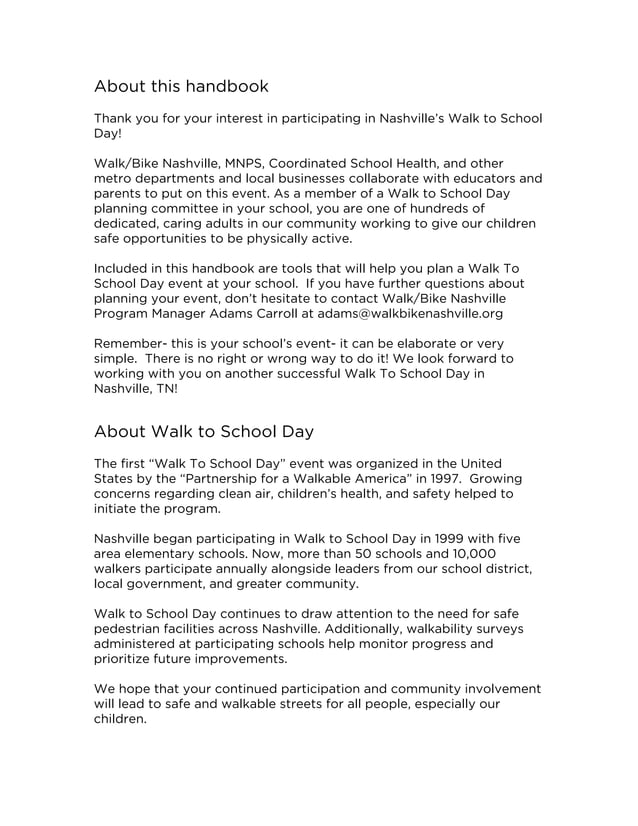 Walk to School Day Planning Guide | PDF | Education