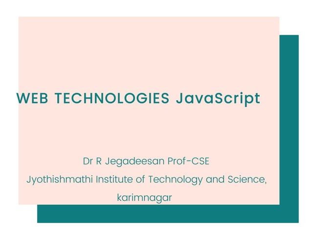 WEB TECHNOLOGIES JavaScript | PDF | Web Development | Internet