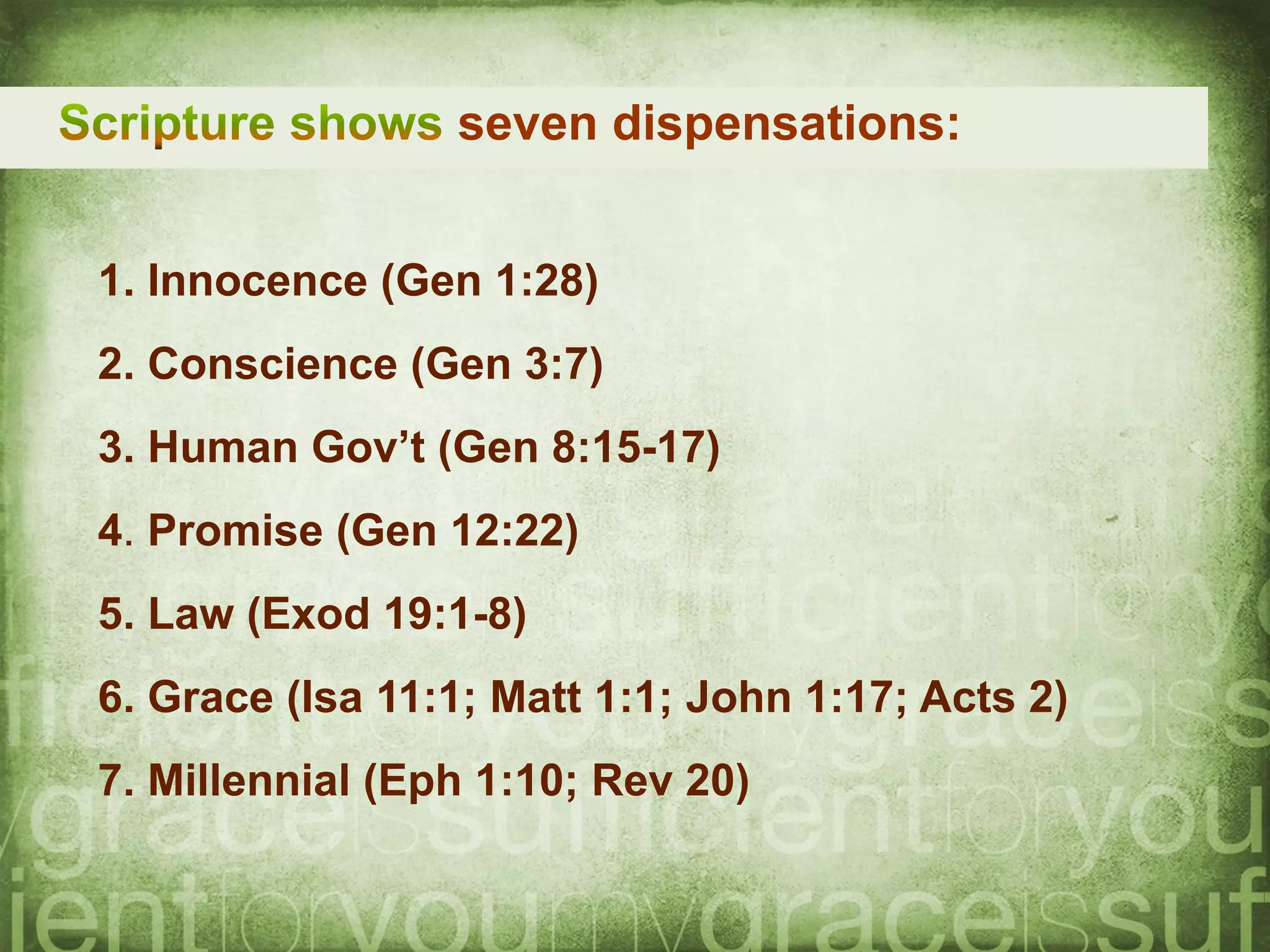 Dispensations of the Bible (All Nations Leadership Institute) | PDF