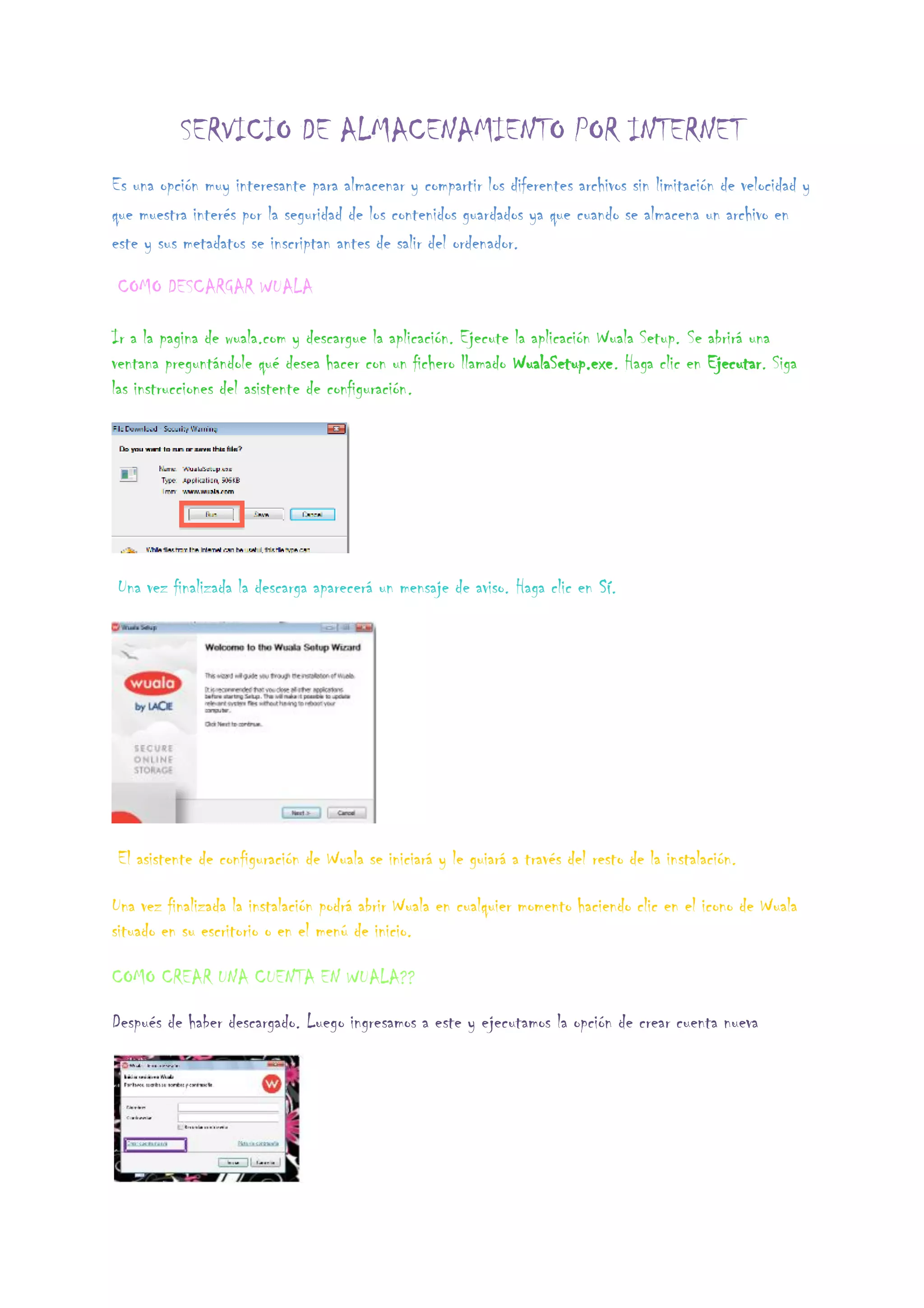 Como utilizar wuala | PDF