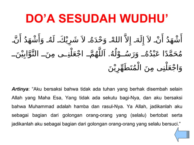 Presentasi PowerPoint Materi Thoharoh yaitu Wudhu | PPT