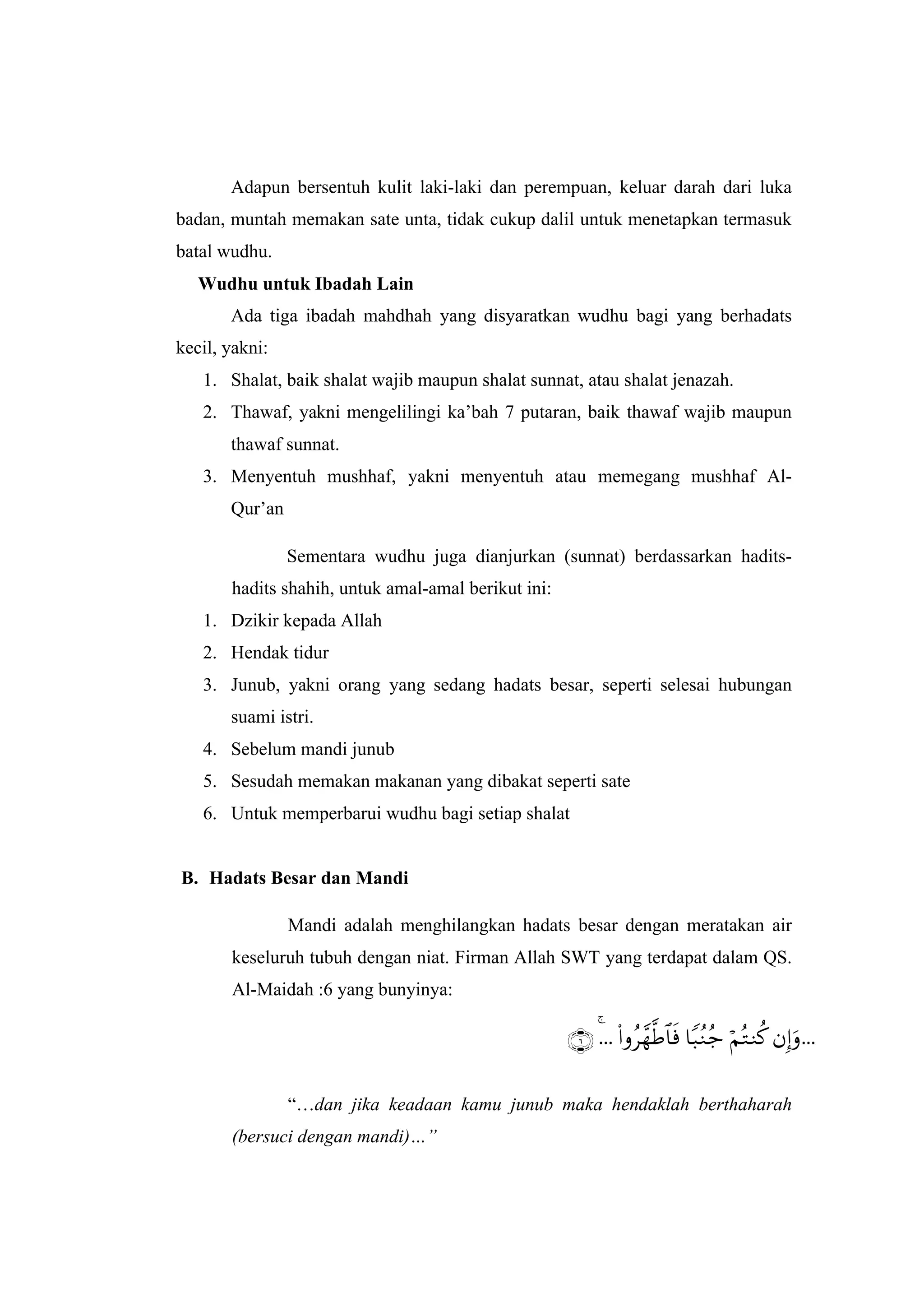 Wudhu, mandi, tayammum | PDF