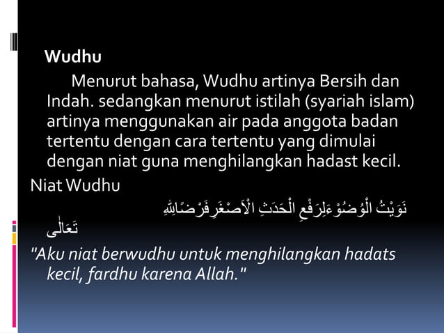Wudhu, tayamum, dan mandi besar ( | PPT