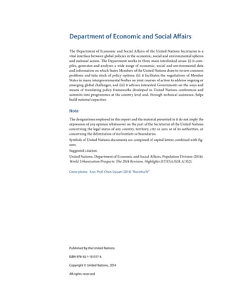 World Urbanization Prospects 2014 - UN Highlights, complete report in ...